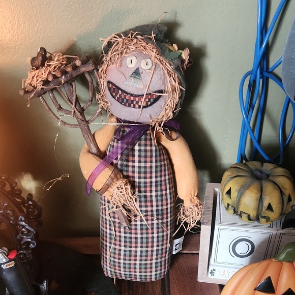 collectible creations | Accents | Plaid Scarecrow Doll With Stick ...